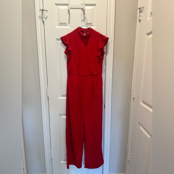 Francesca's Collections | Pants & Jumpsuits | Elegant Red Ruffled ...